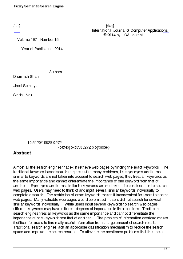 (PDF) Fuzzy Semantic Search Engine