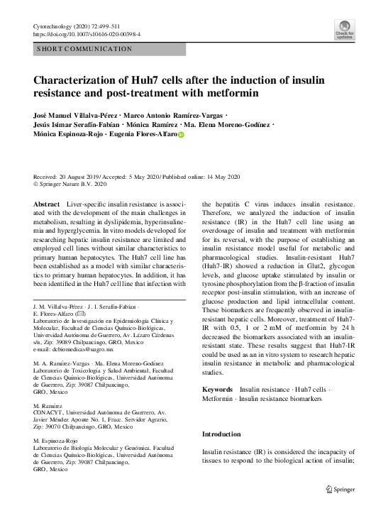 (PDF) Characterization of Huh7 cells after the induction of insulin ...