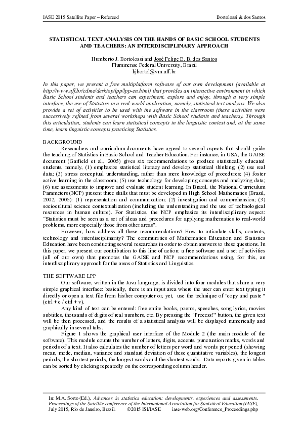 (PDF) Statistical text analysis on the hands of basic school students ...