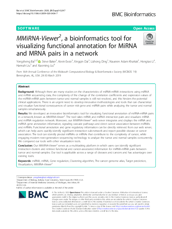 (PDF) MMiRNA-Viewer2, a bioinformatics tool for visualizing functional annotation for MiRNA and ...
