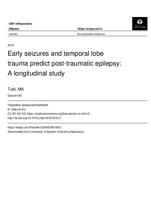 (PDF) Early seizures and temporal lobe trauma predict post-traumatic ...