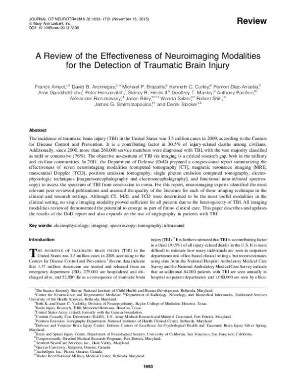 (PDF) Neuroimaging Modalities for Traumatic Brain Injury