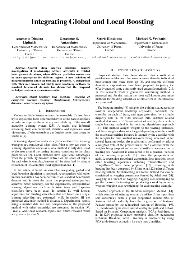 (PDF) Integrating global and local boosting (PDF) Integrating global and local boosting
