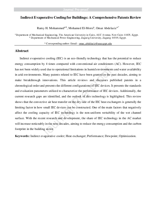 (PDF) Indirect evaporative cooling for buildings: A comprehensive ...