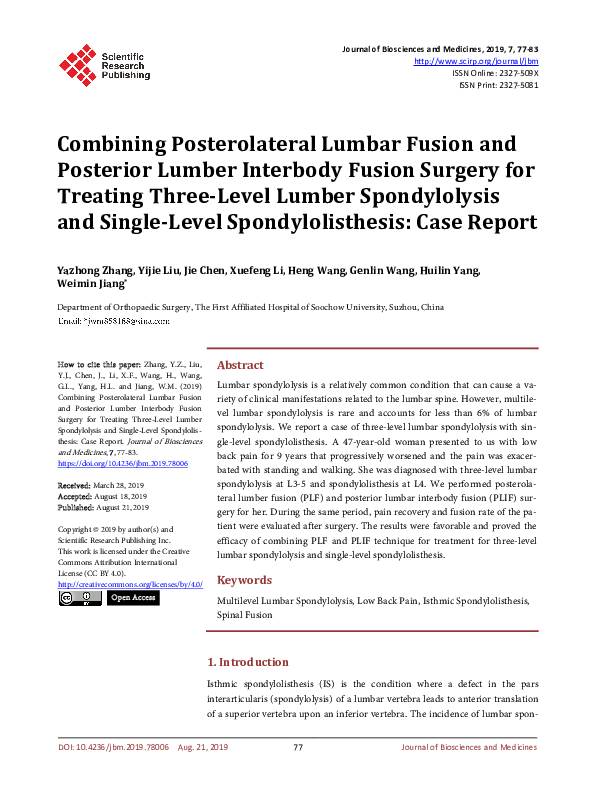 (PDF) Combining Posterolateral Lumbar Fusion and Posterior Lumber ...