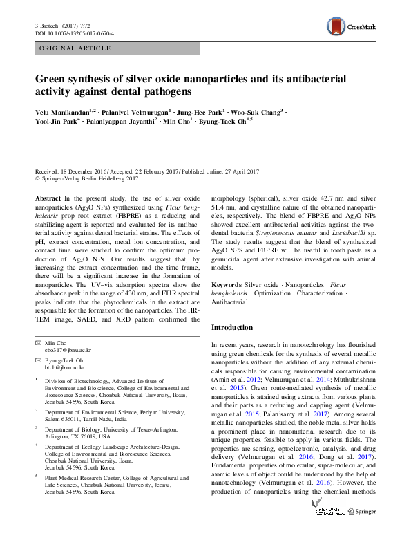 (PDF) Green synthesis of silver oxide nanoparticles and its ...