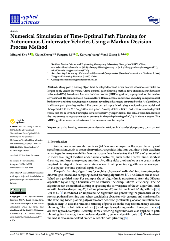 (PDF) Numerical Simulation of Time-Optimal Path Planning for Autonomous Underwater Vehicles ...