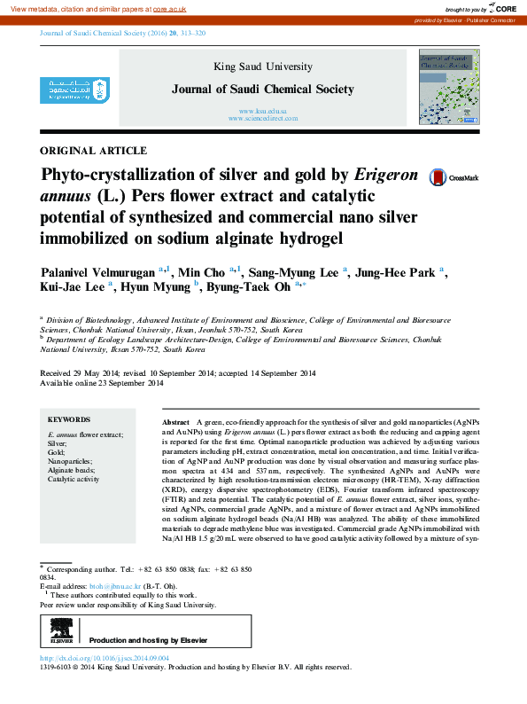 (PDF) Phyto-crystallization of silver and gold by Erigeron annuus (L ...