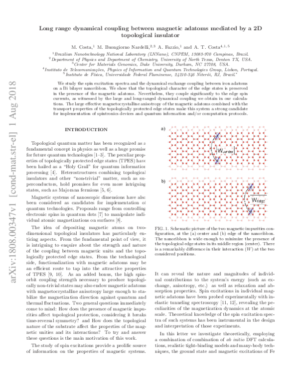 (PDF) Long Range Dynamical Coupling Between Magnetic Adatoms Mediated ...