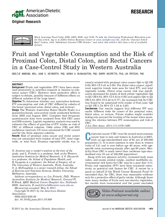(PDF) Fruit and Vegetable Consumption and the Risk of Proximal Colon ...