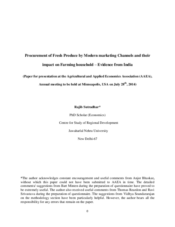(PDF) Procurement of Fresh Produce by Modern marketing Channels and ...