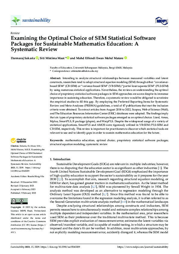 (PDF) Examining the Optimal Choice of SEM Statistical Software Packages ...