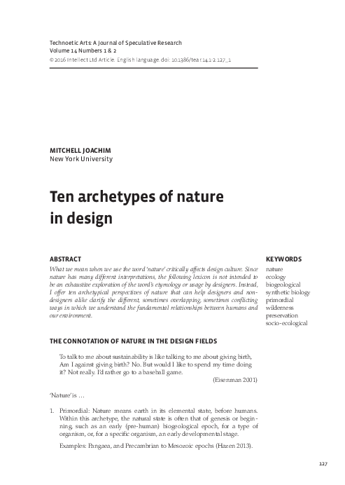 (PDF) Ten archetypes of nature in design