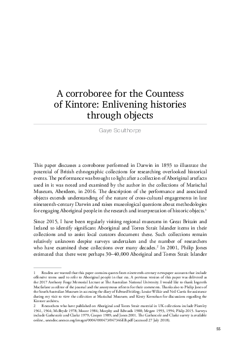 (PDF) A corroboree for the Countess of Kintore: Enlivening histories ...