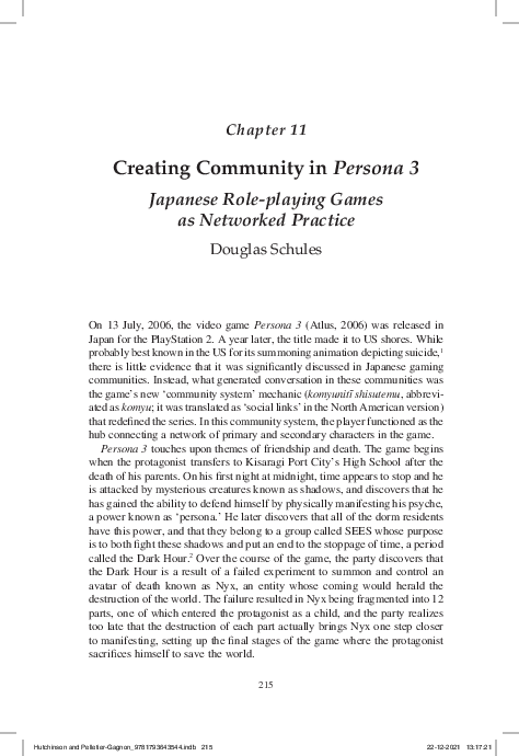 (PDF) Creating Community in Persona 3: Japanese Role-Playing Games as ...