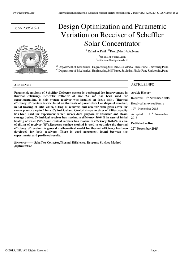 (PDF) Design Optimization and Parametric Variation on Receiver of ...