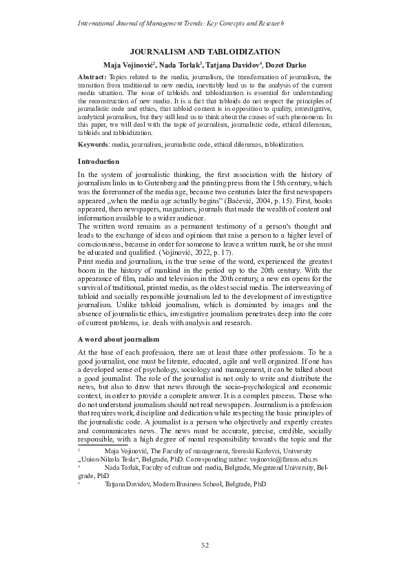 (PDF) Journalism and Tabloidization