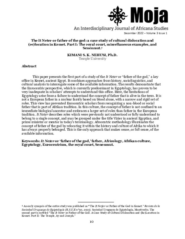 (PDF) The It Neter or father of the god: a case study of cultural ...