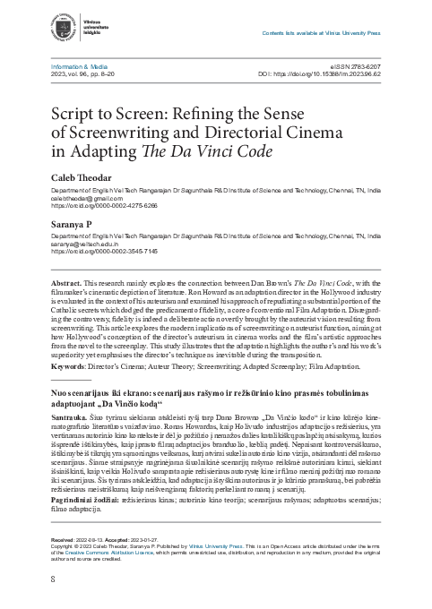 (PDF) Script to Screen: Refining the Sense of Screenwriting and ...