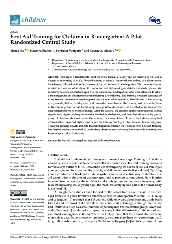 First Aid Training For Children