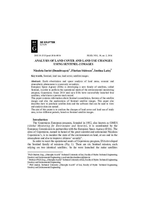 (PDF) Analysis of Land Cover and Land Use Changes Using Sentinel-2 ...