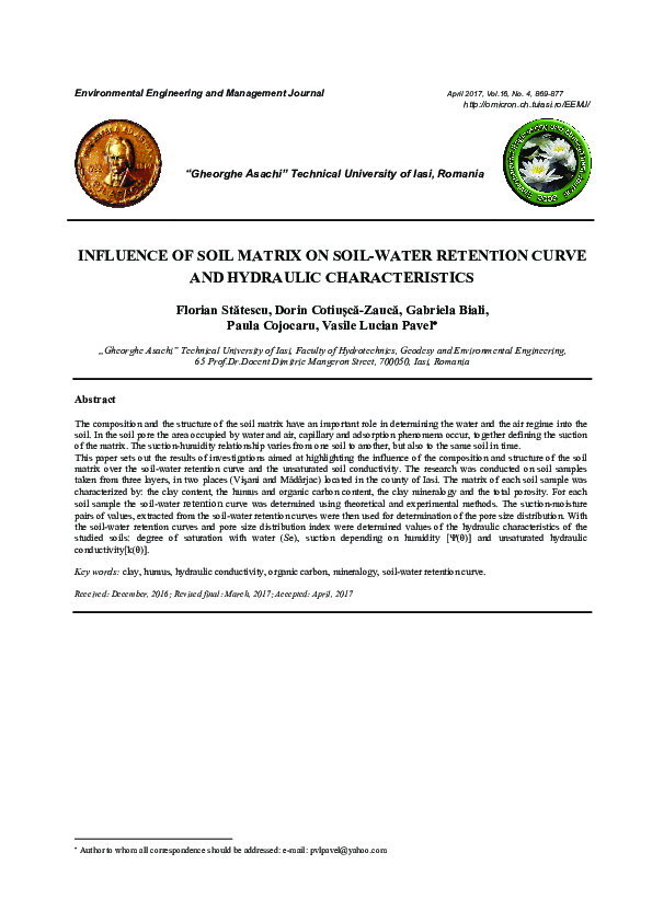 (PDF) Influence of Soil Matrix on Soil-Water Retention Curve and ...