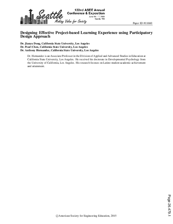 (PDF) Designing Effective Project-based Learning Experience Using a ...