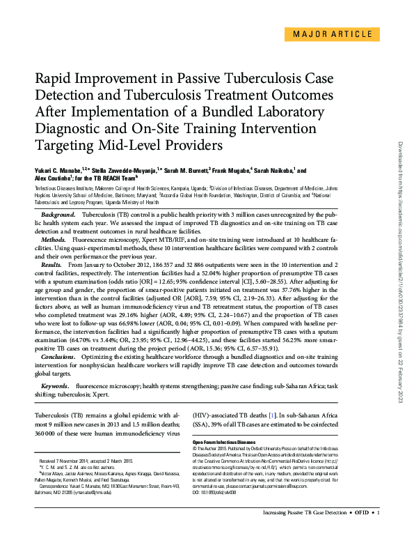 (PDF) Diagnostic and On-Site Training Intervention Targeting Mid-Level ...