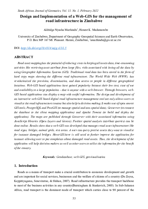 (PDF) Design and Implementation of a Web-GIS for the management of road ...
