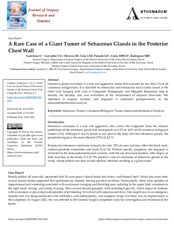 (PDF) A Rare Case of a Giant Tumor of Sebaceous Glands in the Posterior ...