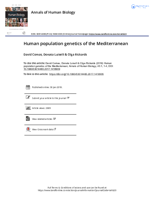 (PDF) Human population genetics of the Mediterranean