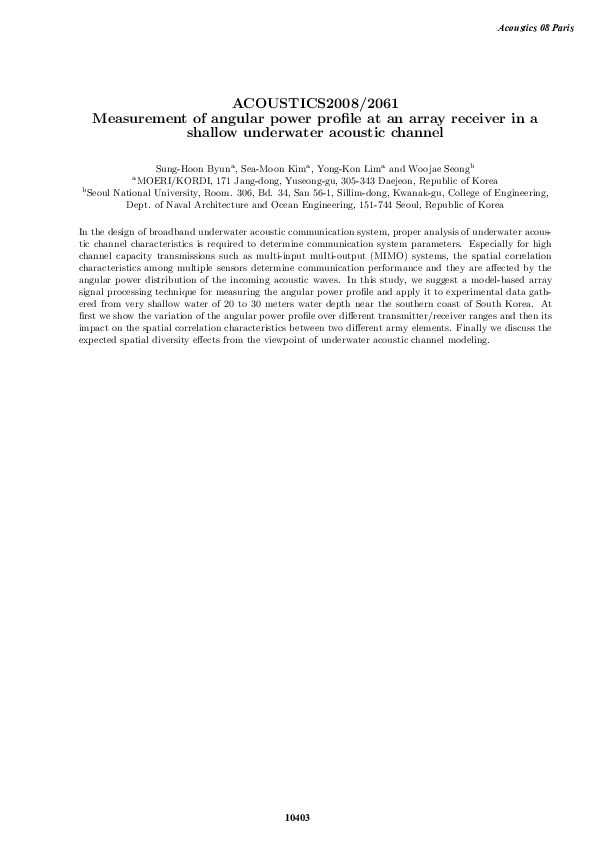 (PDF) Measurement of angular power profile at an array receiver in a ...