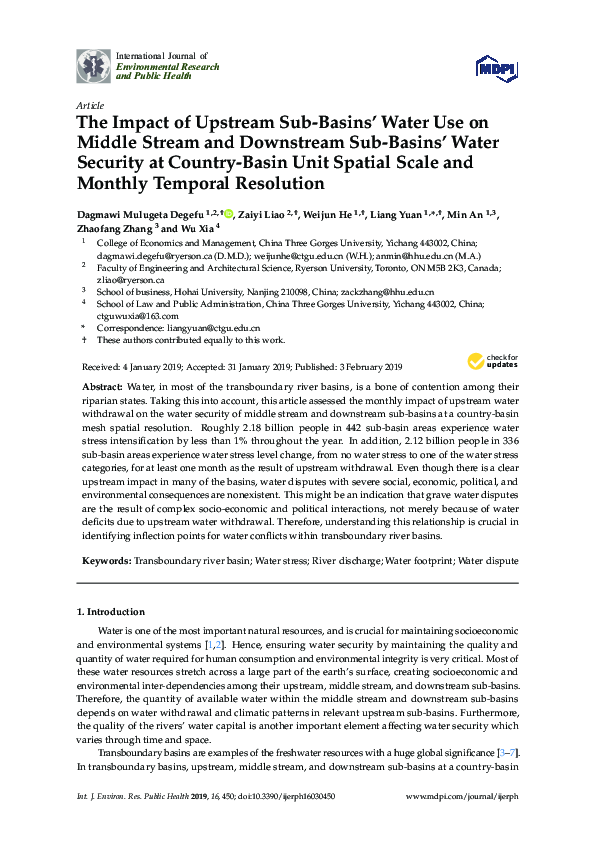 (PDF) The Impact of Upstream Sub-basins’ Water Use on Middle Stream and ...