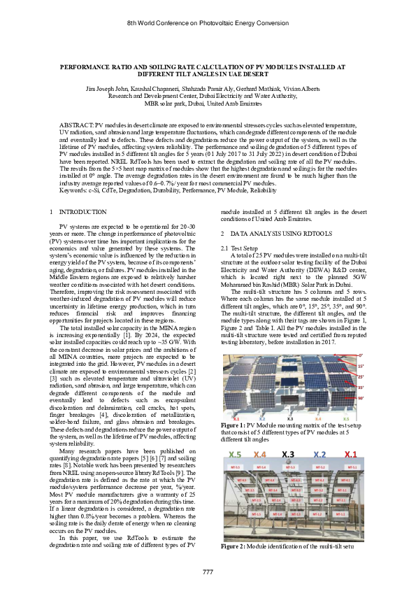 (PDF) PERFORMANCE RATIO AND SOILING RATE CALCULATION OF PV MODULES INSTALLED AT DIFFERENT TILT ...