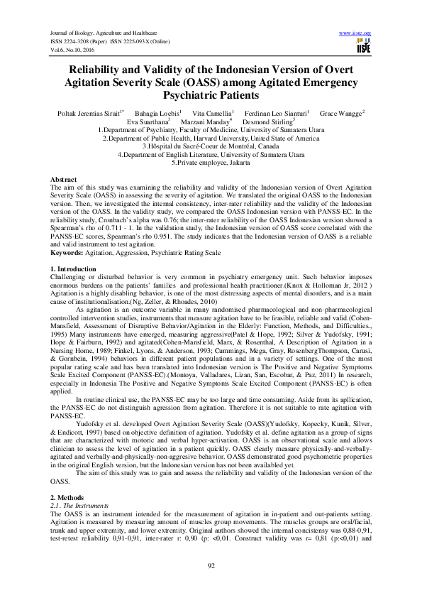 (PDF) Reliability and Validity of the Indonesian Version of Overt ...