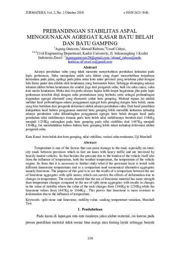 (PDF) Prebandingan Stabilitas Aspal Menggunakan Agregat Kasar Batu ...
