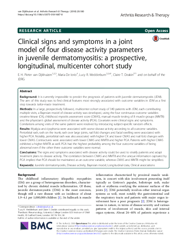 (PDF) Clinical signs and symptoms in a joint model of four disease ...