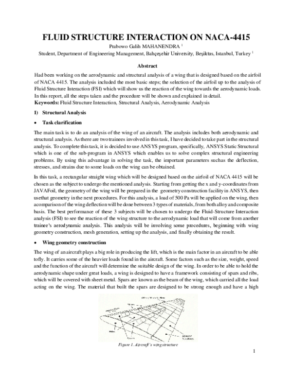 (PDF) FLUID STRUCTURE INTERACTION ANALYSIS ON NACA-4415