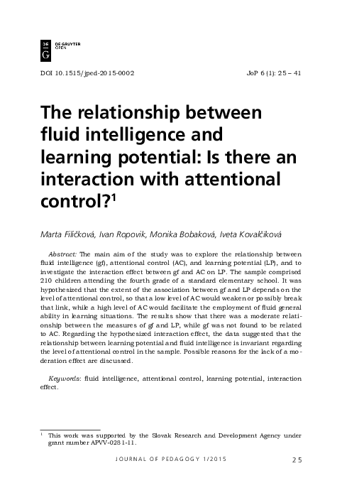 (PDF) The relationship between fluid intelligence and learning potential: Is there an ...