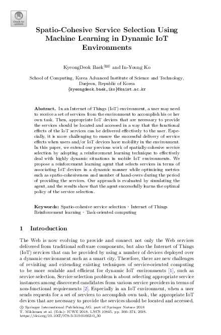 (PDF) Reinforcement Learning for IoT Service Selection