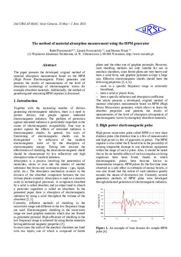 (PDF) The Method of Material Absorption Measurement Using the HPM Generator