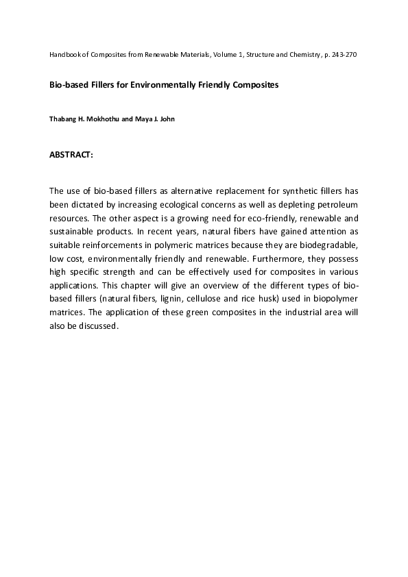 (PDF) Bio‐Based Fillers for Environmentally Friendly Composites