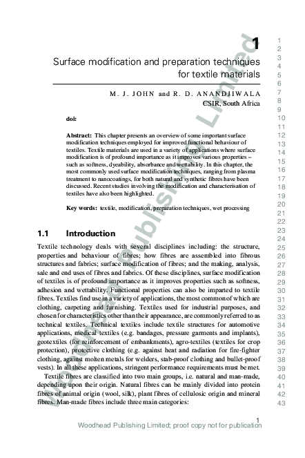 (PDF) Surface modification and preparation techniques for textile materials