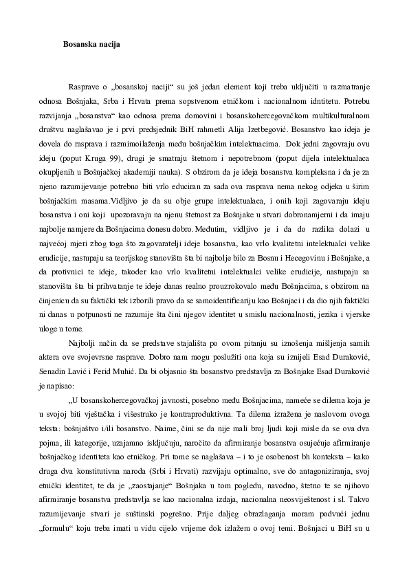 Dr Senad Hasanagic BOSNJACKA NACIJA I BOSANSKA NACIJA