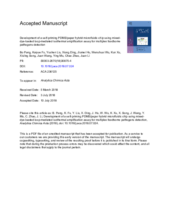 (PDF) Development of a self-priming PDMS/paper hybrid microfluidic chip using mixed-dye-loaded ...