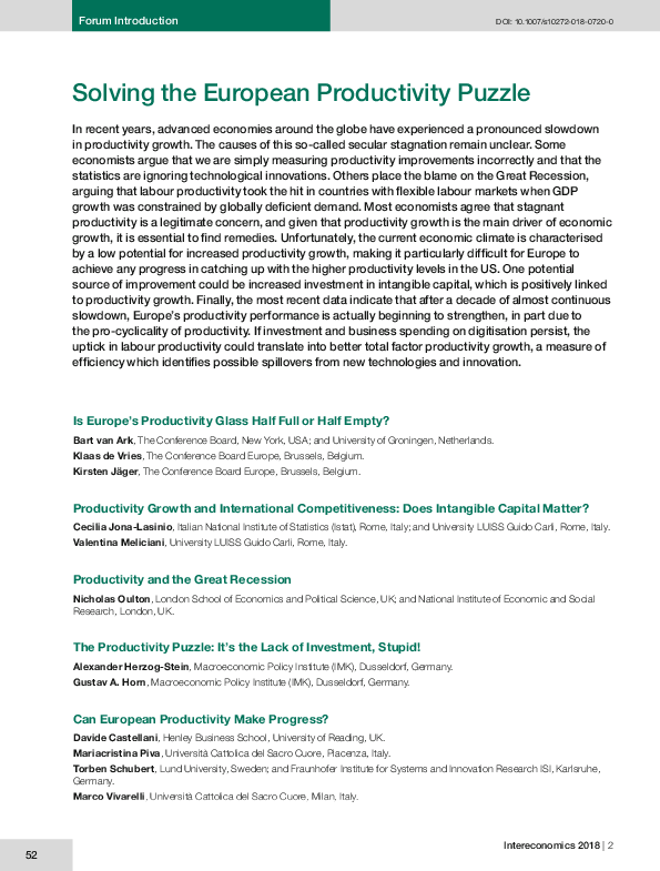 (PDF) Solving the European Productivity Puzzle