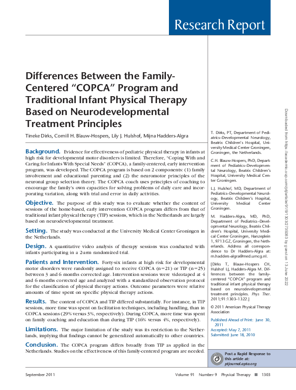 (PDF) Differences Between the Family-Centered “COPCA” Program and ...