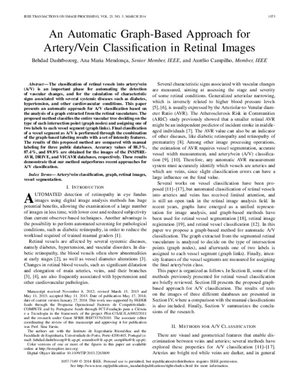 (PDF) An Automatic Graph-Based Approach for Artery/Vein Classification in Retinal Images | Ana ...