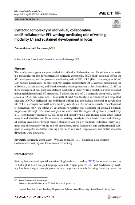 (PDF) Syntactic complexity in individual, collaborative and E ...