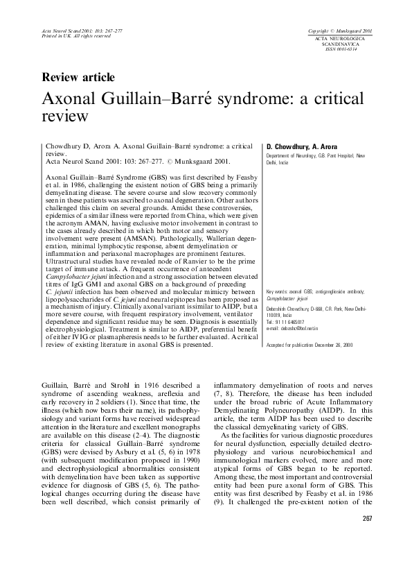 (PDF) Axonal Guillain-Barré syndrome: a critical review